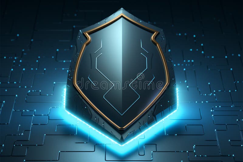 Immersive 3D Creation High Tech Shield Set in a Digital Realm Stock ...