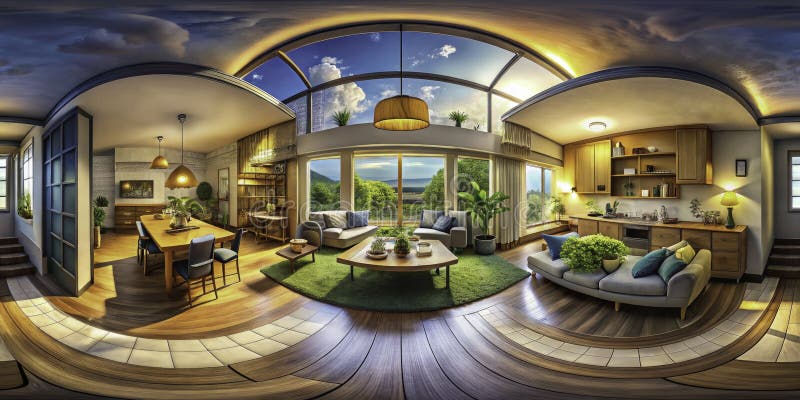 Immersive 3D Cutaway Home Design Panoramic Interior Visualization Powered by Generative AI Stock ...