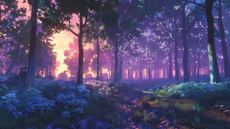 Immersive 3D Forest Scene Transforming from Day To Night Stock ...