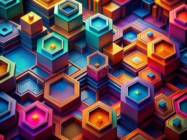 Immersive 3D Hexagonal Geometry a Futuristic Aerial Perspective ...