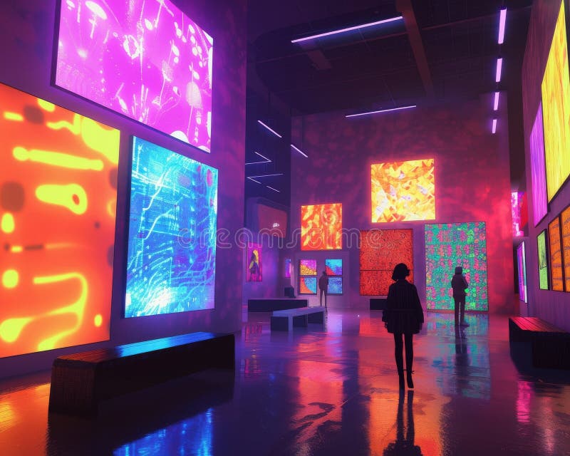 An Immersive 3D Model of a Future Neon Art Gallery with Holographic ...
