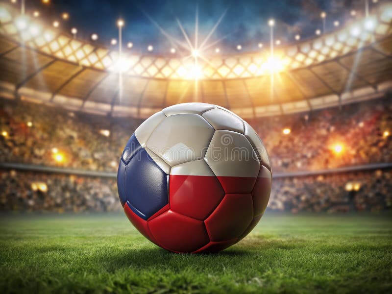 Immersive 3D Render of a Czech Republic Soccer Ball in a Stadium ...