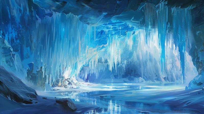 Immersive 3d Stereoscopic Painting of a Stunning Ice Cave with ...