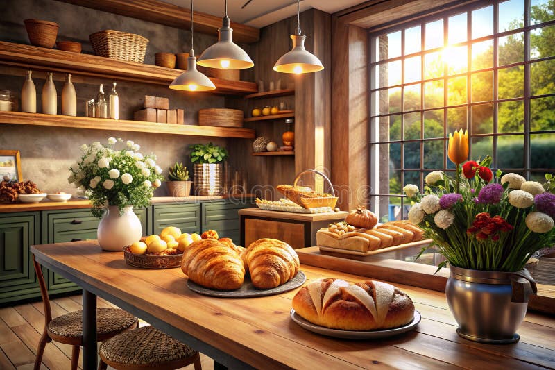 Immersive 3D Visualization of a Cozy Bakery Cafe Restaurant a Delightful Interior Design with ...