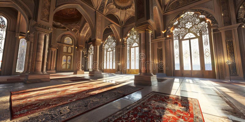 Immersive 3D Visualization of a Mosque Interior Stock Illustration ...