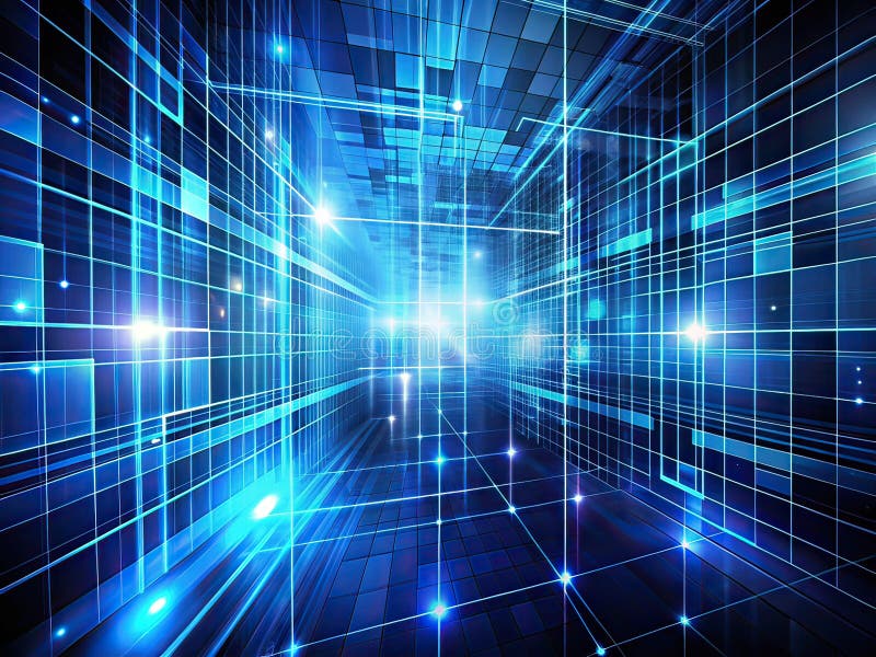 Immersive Dark Blue Digital Grid Background Futuristic Abstract Design ...