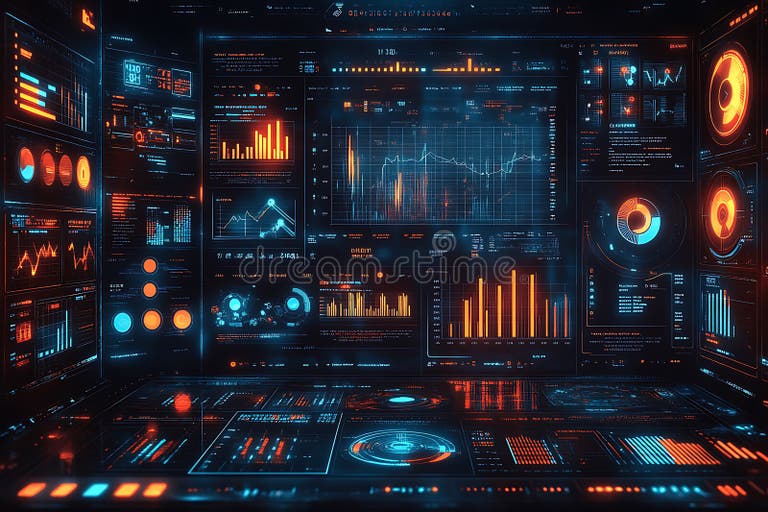 Immersive Data Visualization Interface Displaying Financial Information ...