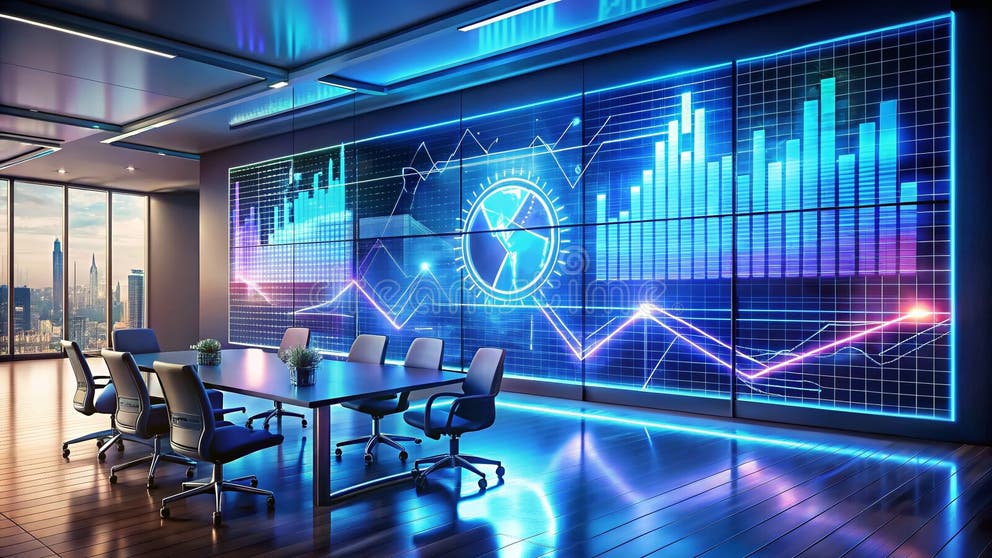 Immersive Data Visualization in a Modern Office Holographic Charts and ...