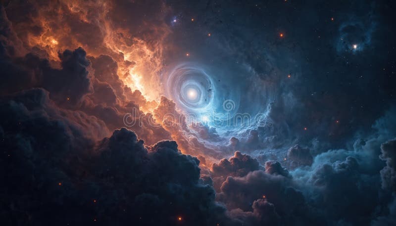 Immersive Deep Space Illustration Featuring Bright Celestial Objects ...