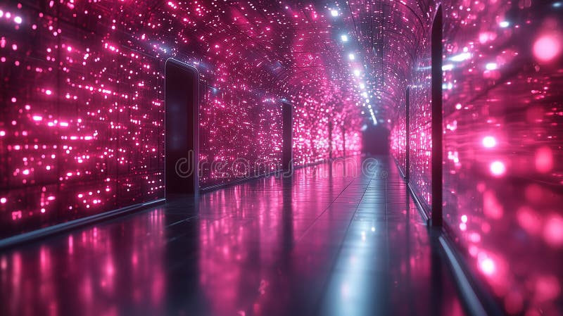 Infinite Mirrored Digital Art Installation with Glowing Neon ...