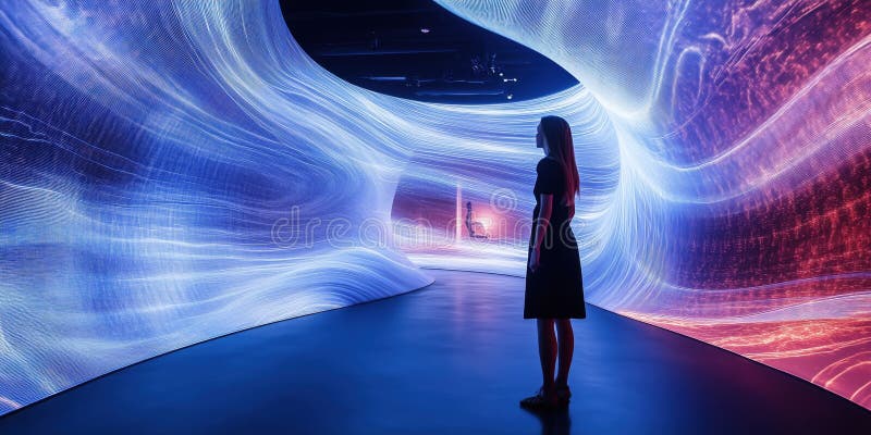 Immersive Digital Art Installation with Flowing Light Patterns and ...