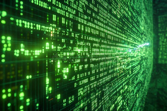 Immersive Digital Backdrop Featuring Binary Code and Cyberpunk ...