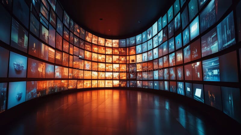 Immersive Digital Experience a Curved Wall of High-Definition Screens ...