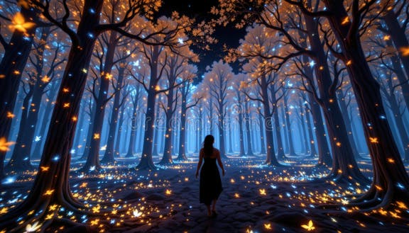 Immersive Digital Forest Installation Stock Illustration - Illustration ...