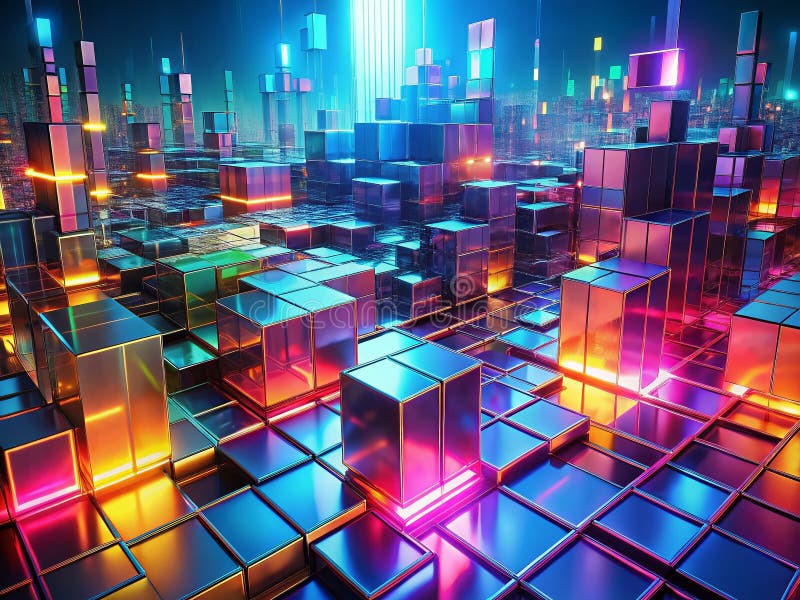 Immersive Digital Landscape Futuristic Architecture Illuminated by ...