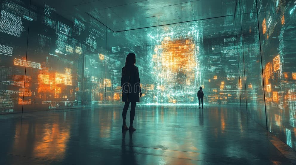 Immersive Digital Landscape with Holographic Data and Futuristic Visual ...