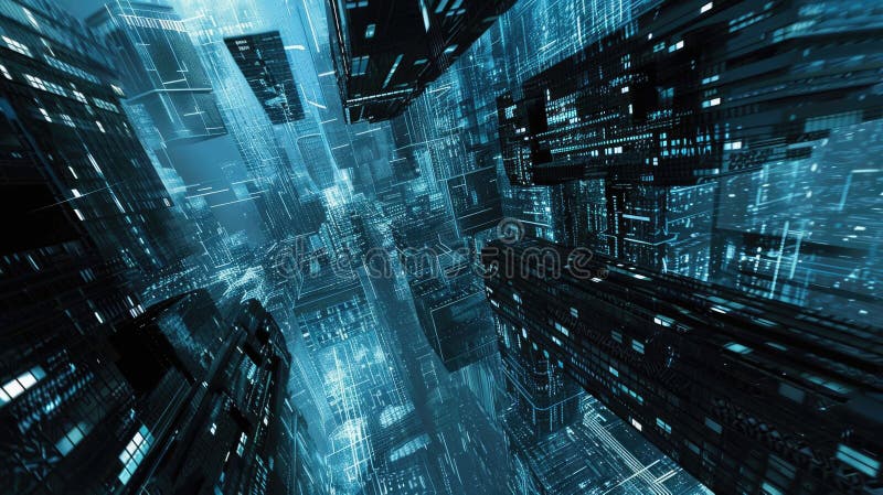 Futuristic Cyber World with Digital Matrix, Advanced Technology, and ...