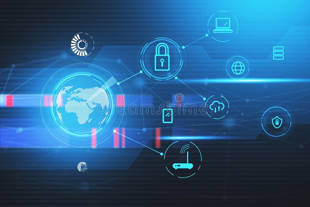 Immersive Digital Security Interface Lock Icon Stock Illustration ...