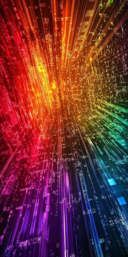 Immersive Digital World with Futuristic Neon Colors and Dynamic Data ...