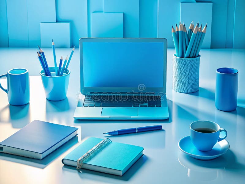 Immersive ELearning Setup a Dreamy Digital Workspace Featuring a Laptop ...