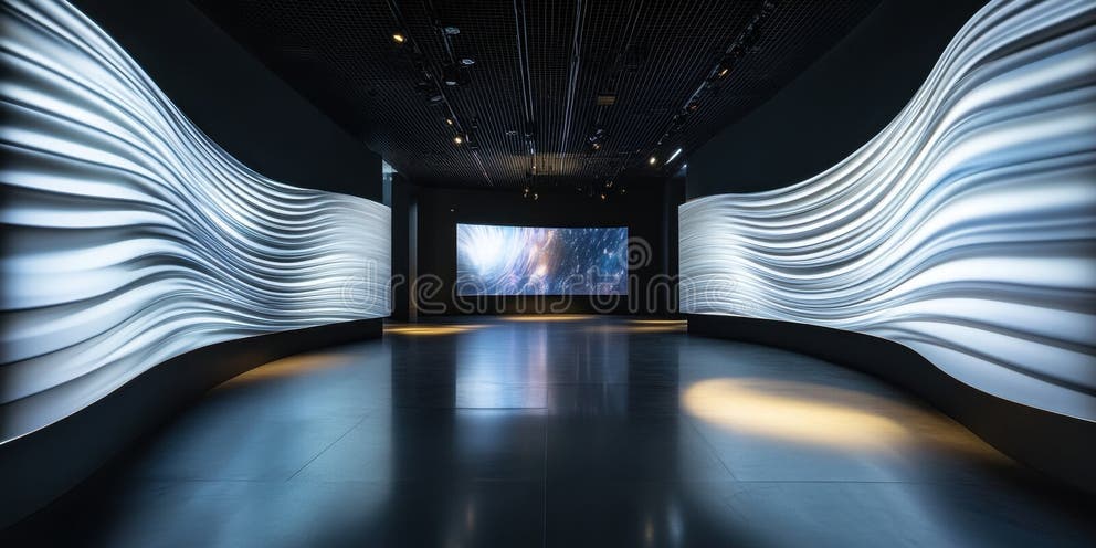 Immersive Exhibition Hall, Three Horizontally Placed Wave-shaped ...