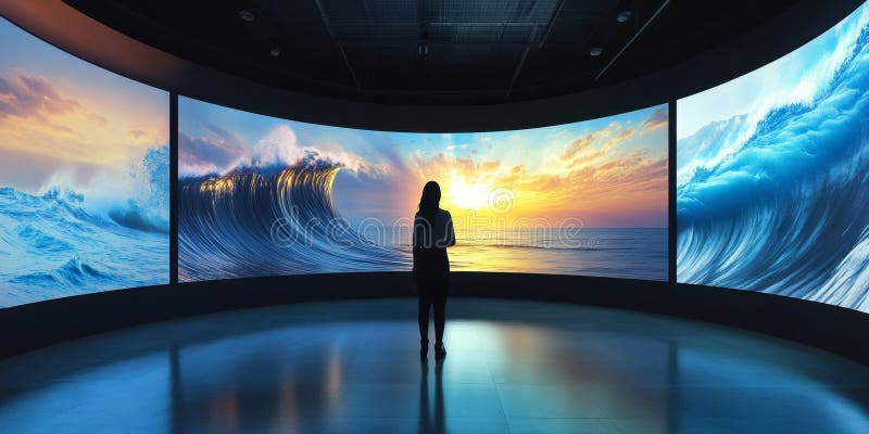 Immersive Exhibition Hall, Three Horizontally Placed Wave-shaped ...