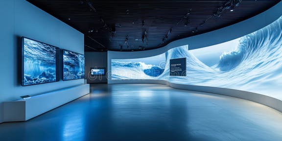 Immersive Exhibition Hall, Three Horizontally Placed Wave-shaped ...