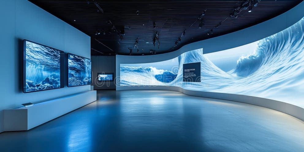 Immersive Exhibition Hall, Three Horizontally Placed Wave-shaped ...