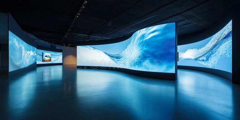 Immersive Exhibition Hall, Three Horizontally Placed Wave-shaped ...