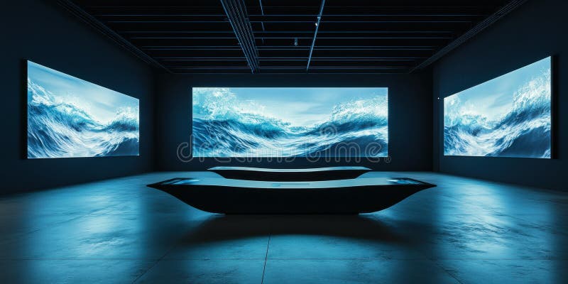 Immersive Exhibition Hall, Three Horizontally Placed Wave-shaped ...
