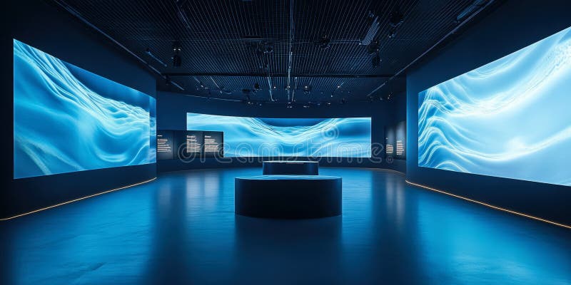 Immersive Exhibition Hall, Three Horizontally Placed Wave-shaped ...