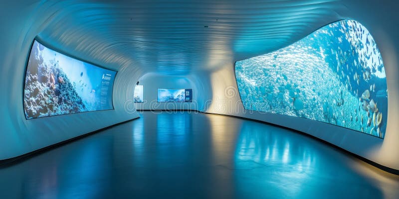 Immersive Exhibition Hall, Three Horizontally Placed Wave-shaped ...