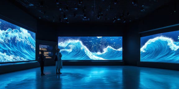 Immersive Exhibition Hall, Three Horizontally Placed Wave-shaped ...