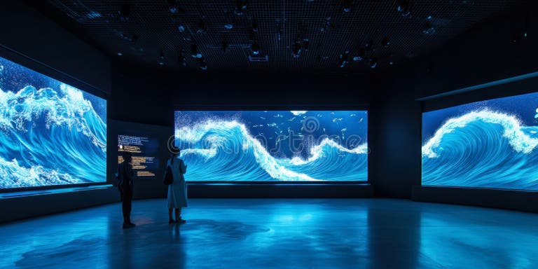 Immersive Exhibition Hall, Three Horizontally Placed Wave-shaped ...