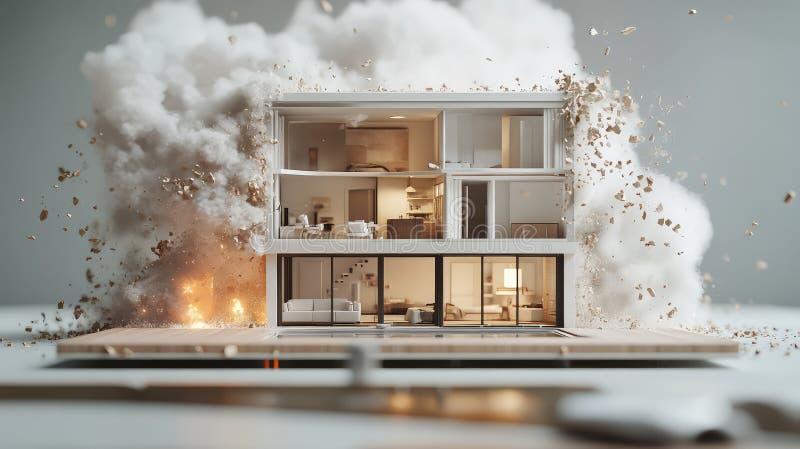 Immersive Exploding View of Vr Property Model Stock Illustration - Illustration of walkthrough ...