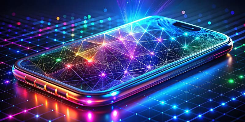 Immersive Future Smartphone Panoramic Holographic Wireframe Design ...