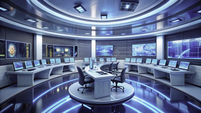 Immersive Futuristic Control Room a Stunning Visualization of Advanced ...
