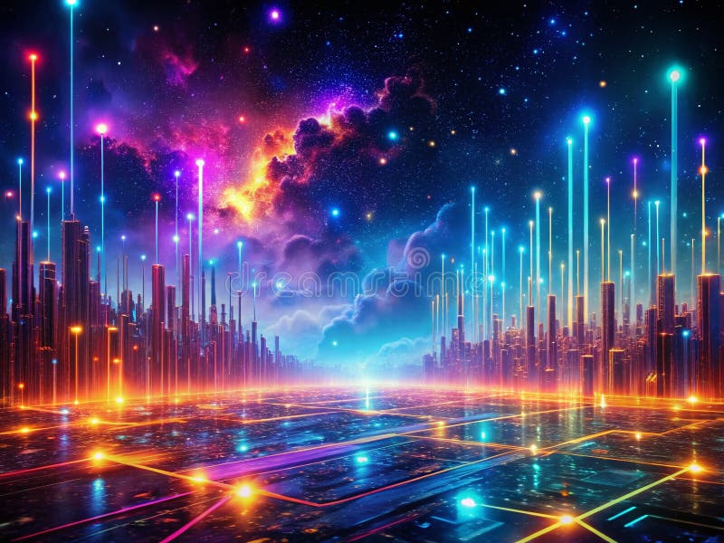 Immersive Futuristic Digital Art Wallpaper Explore a Dynamic Landscape ...
