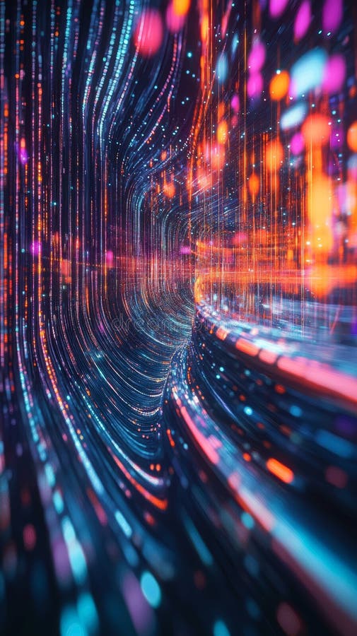 Immersive Futuristic Digital Tunnel with Vibrant Neon Lights and ...