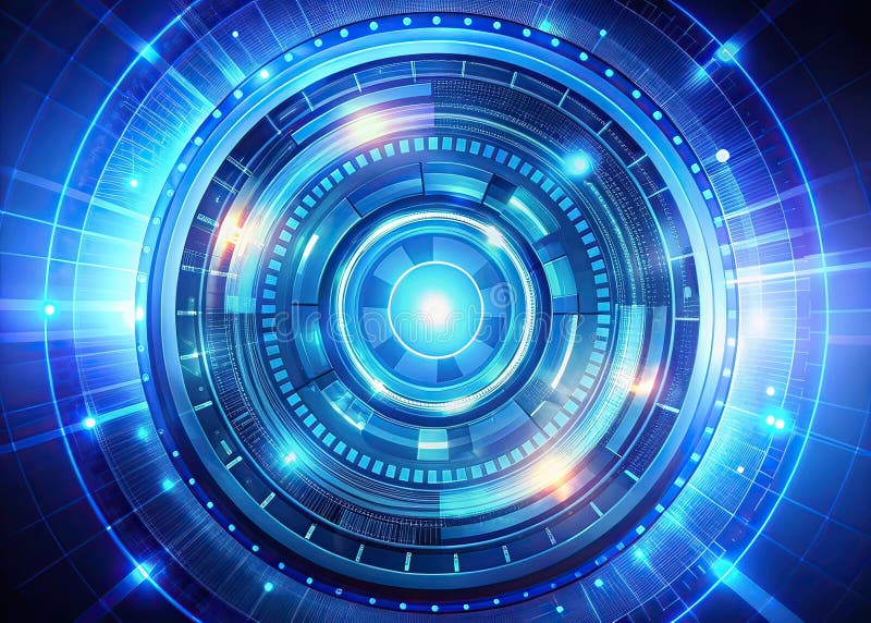 Immersive Futuristic HUD Circle Interface a Vibrant Blue Tech Design ...