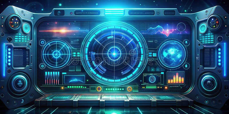 Immersive Futuristic HUD GUI Interface a Glowing Minimalist SciFi ...