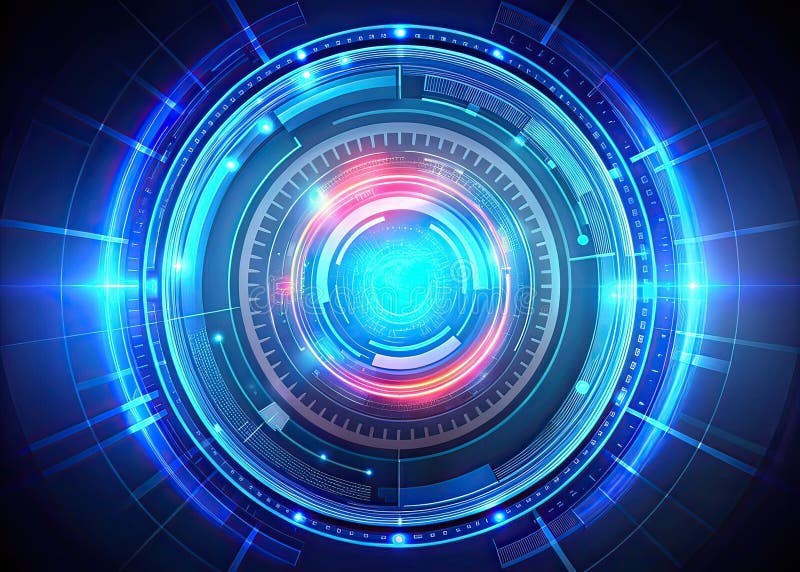 Immersive Futuristic HUD Interface Abstract Blue Circle Design for a ...
