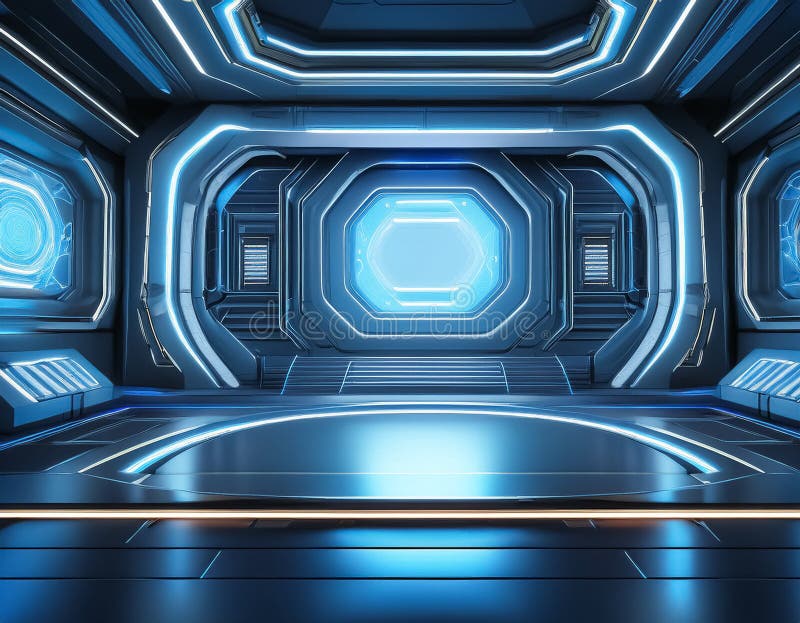 Immersive Futuristic Interior Setting on a Empty Stage for Modern Hi ...