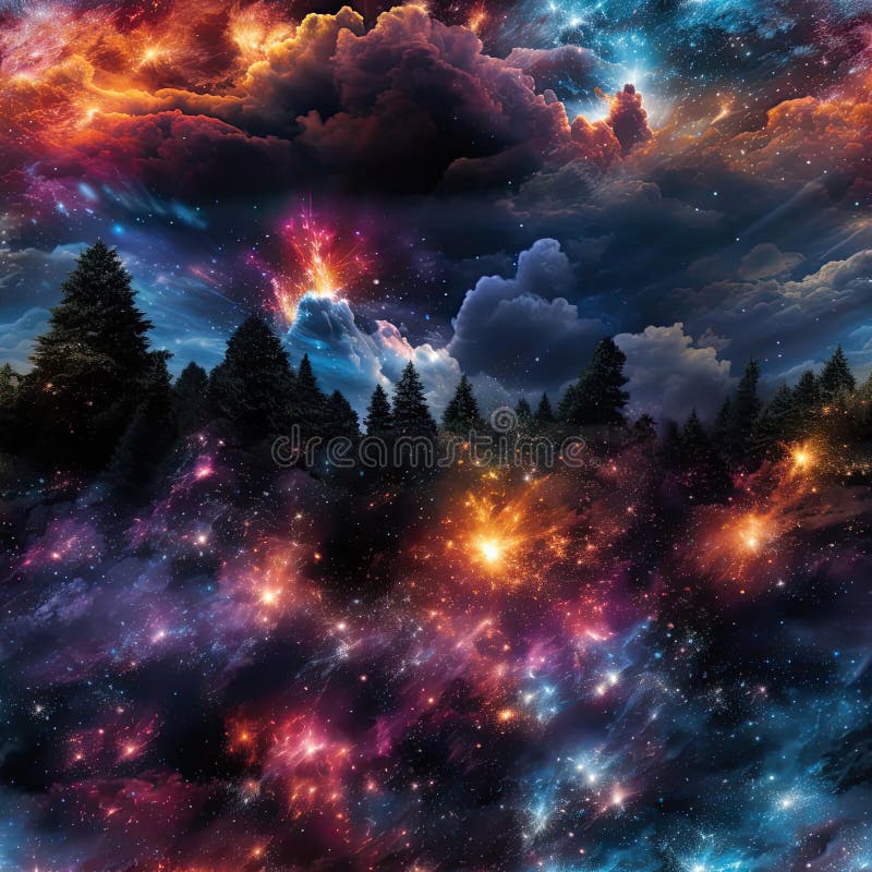 Immersive Galaxy Wallpapers Featuring Ethereal Trees and Atmospheric ...