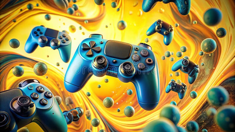 Immersive Gaming Experience Abstract Art Featuring Vibrant Yellow Blue ...