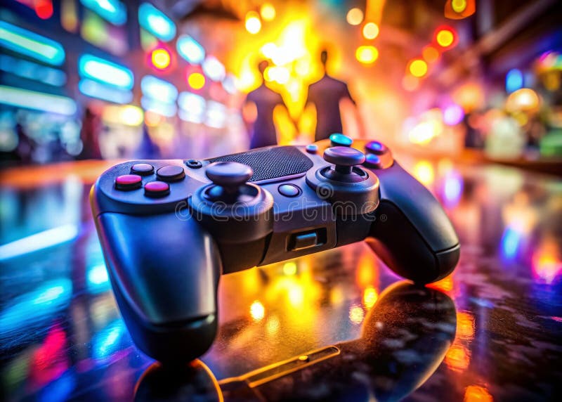 Immersive Gaming Experience Closeup View of Console Controller Engaging ...