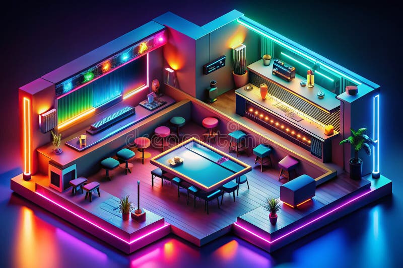 Immersive Gaming Experience a Futuristic Bar with Dynamic Energy Level ...