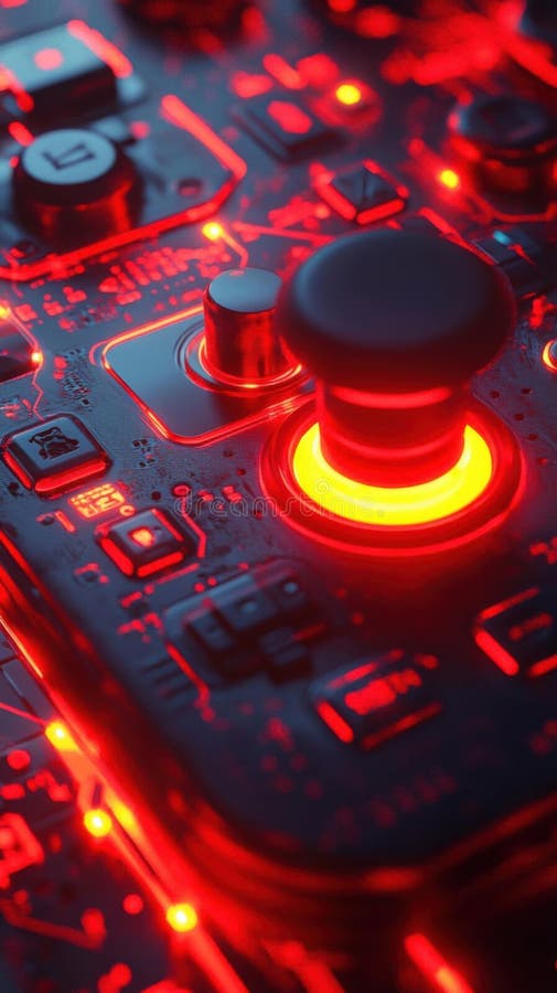 Immersive Gaming Experience. Game Stick Pad on Blurred Red Light for ...