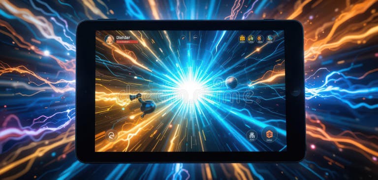 Immersive Gaming Experience. a Tablet Displaying a Vibrant Game ...