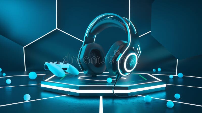 Futuristic Gaming Headset Controller Setup AI Generated. Stock ...